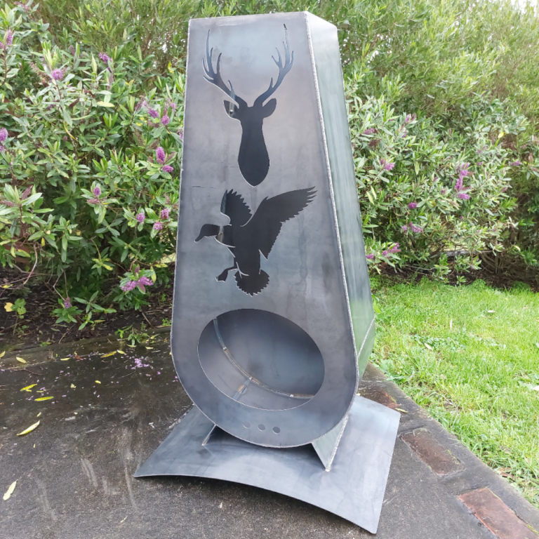 Teardrop Chiminea Fireplace - Stag & Duck - Blazen.Metal