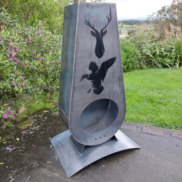 Teardrop Chiminea Fireplace - Stag & Duck - Blazen.Metal